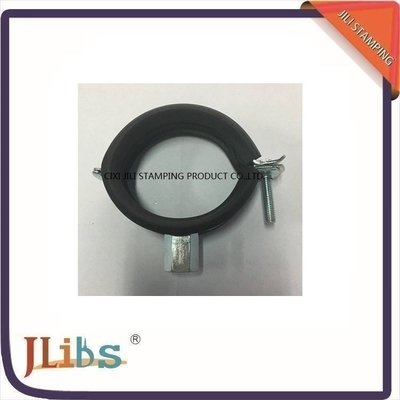 Black / Zinc Plated EPDM Rubber Water Pipe Clamp One Screw Fixing
