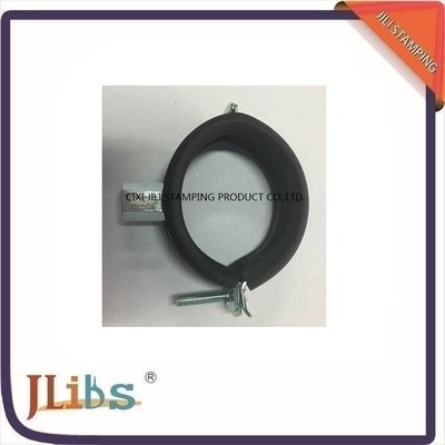 Black / Zinc Plated EPDM Rubber Water Pipe Clamp One Screw Fixing