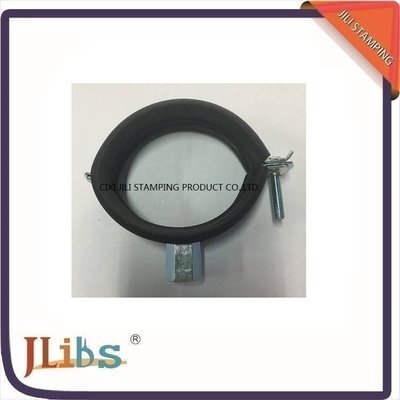 Black / Zinc Plated EPDM Rubber Water Pipe Clamp One Screw Fixing