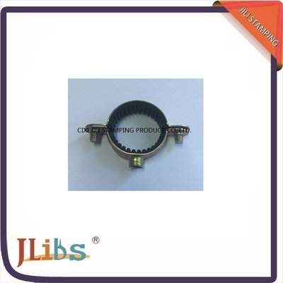 Single Steel Pipe Clamps  M7 Withinner Rubber Both Closed Galvanized Pipe Brackets