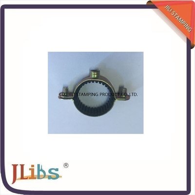 Single Steel Pipe Clamps  M7 Withinner Rubber Both Closed Galvanized Pipe Brackets