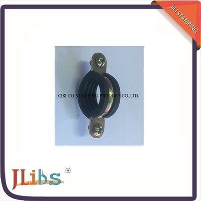 Single Pipe Clamp Fittings M7 With EPDM Rubber Yellow Zinc Galvanized Pipe Connector Clamp