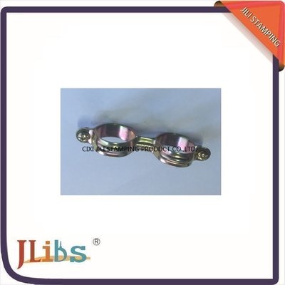 M7 Double Pipe Brackets Clamps Without Rubber , Yellow Zinc Galvanised Pipe Clamps