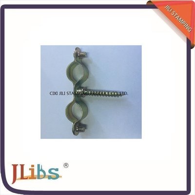 M7 Double Pipe Brackets Clamps Without Rubber , Yellow Zinc Galvanised Pipe Clamps