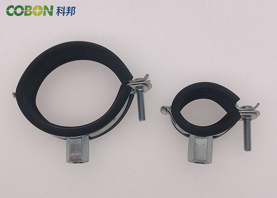 Silver Rubber Lined Pipe Clamps , High Strength Heavy Duty Pipe Clamps