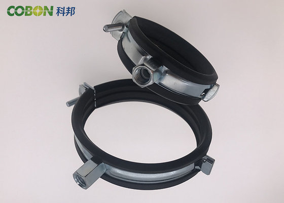 Silver Rubber Lined Pipe Clamps , High Strength Heavy Duty Pipe Clamps