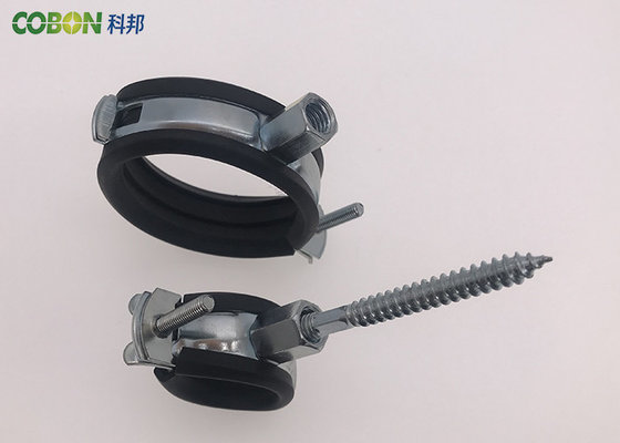 Silver Rubber Lined Pipe Clamps , High Strength Heavy Duty Pipe Clamps