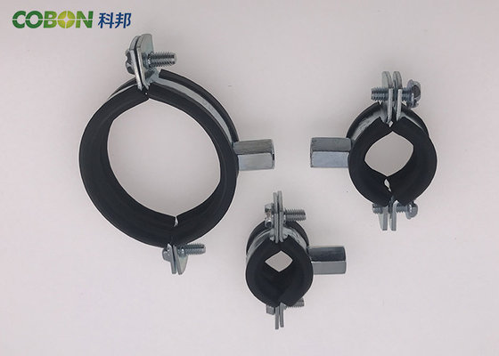 Heavy Duty M8 + 10 Welding Cast Iron Pipe Clamps With Rubber Line Zinc Plated Steel