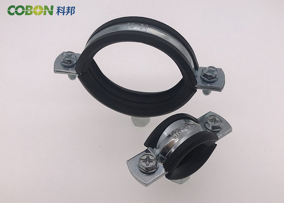 Heavy Duty M8 + 10 Welding Cast Iron Pipe Clamps With Rubber Line Zinc Plated Steel