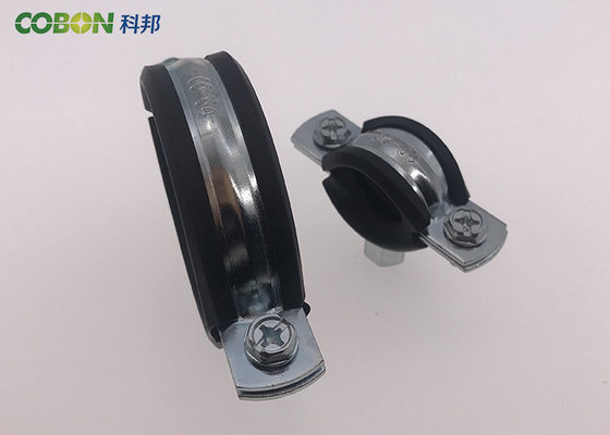 Zinc Plated Cast Iron Pipe Clamps With Rubber And M8 / M10 Nut And Plastic Anchor
