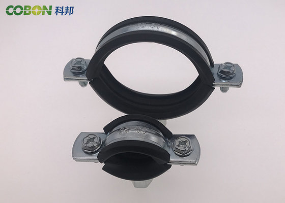 Zinc Plated Cast Iron Pipe Clamps With Rubber And M8 / M10 Nut And Plastic Anchor