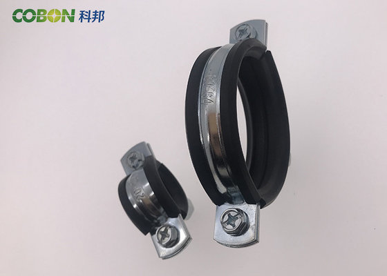 Zinc Plated Cast Iron Pipe Clamps With Rubber And M8 / M10 Nut And Plastic Anchor