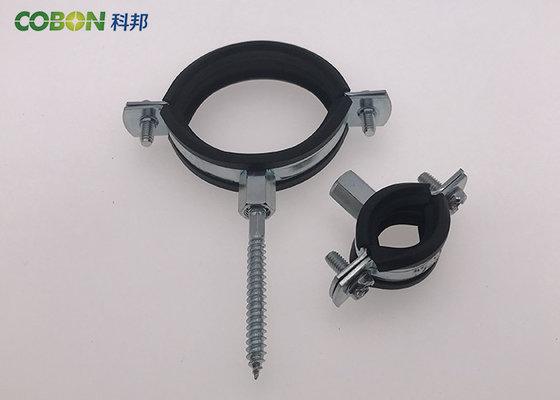 Zinc Plated Cast Iron Pipe Clamps With Rubber And M8 / M10 Nut And Plastic Anchor