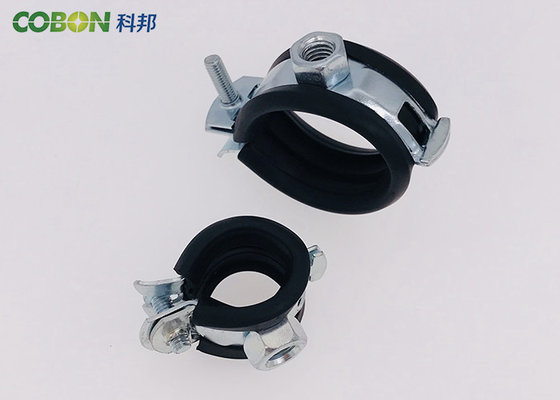 Zinc Chrome Plated Rubber Lined Clamps , 8mm - 60mm Galvanized Pipe Clamps