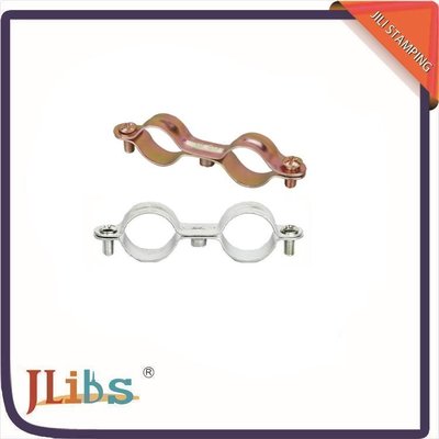 Professional Double Metal Pipe Clips , Gas Pipe Clamp Mounting Bracket