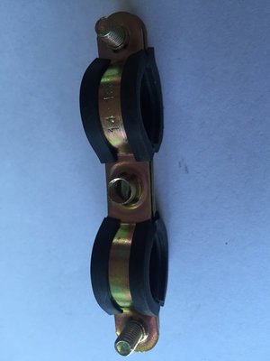 Tube Holder Exhaust Pipe Clamp Mounting Bracket , Double Pipe Hanger With Outer Rubber