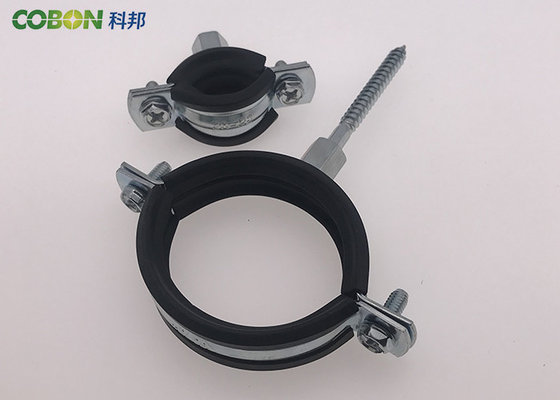 Heavy Duty M8 + 10 Welding Cast Iron Pipe Clamps With Rubber Line Zinc Plated Steel