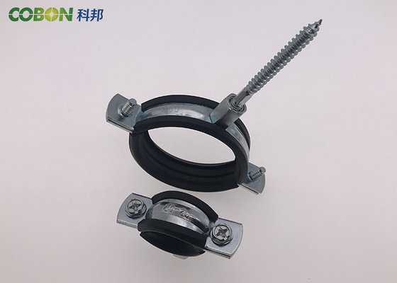 Heavy Duty M8 + 10 Welding Cast Iron Pipe Clamps With Rubber Line Zinc Plated Steel