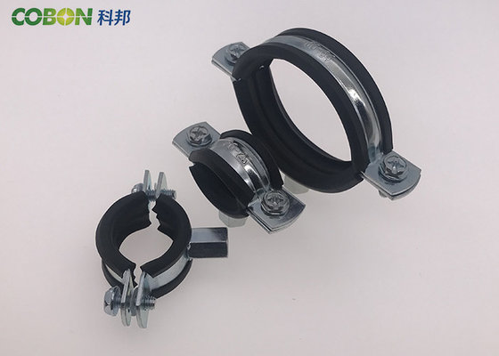 M8 + 10 Nut Steel Galvanized Galvanized Pipe Hangers Pipe Clamp With Rubber