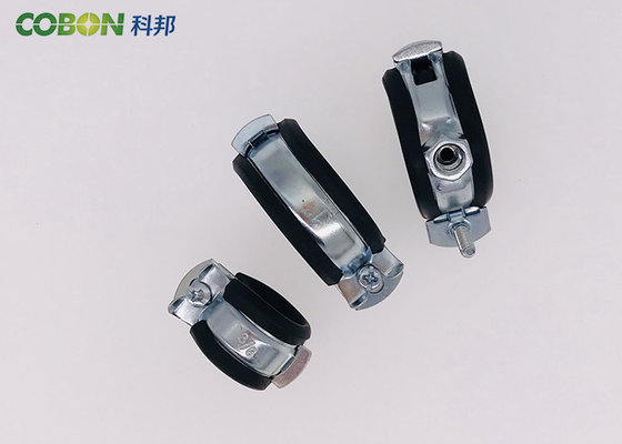 Zinc Chrome Plated Rubber Lined Clamps , 8mm - 60mm Galvanized Pipe Clamps