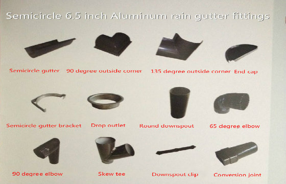 6.5 Inch U Type Metal Aluminum Rain Gutters For Home Drainage Systems for sale