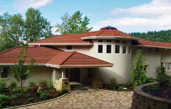 China Corrugated Double Roman red / brown Low Pitch Roof Tiles , Wave roofing shingle distributor