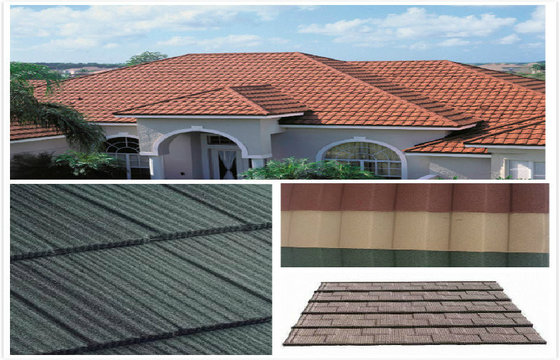 China Environmental Stone Coated Metal Roofing Tile , spanish architecture roof tiles distributor