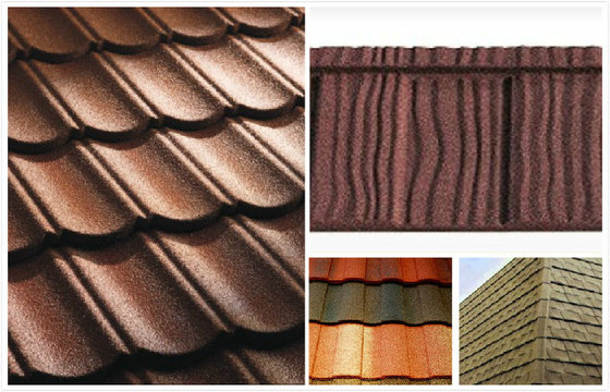 Flat Shake Aluminum Stone Chip Coated Steel Roof Tiles For Mansion / building outdoor for sale