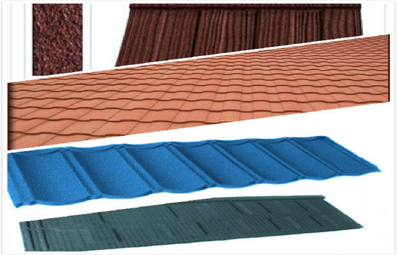 Light Weight Stone Coated Steel Roof Tiles , Polished House Exterior Roof Tiles for sale