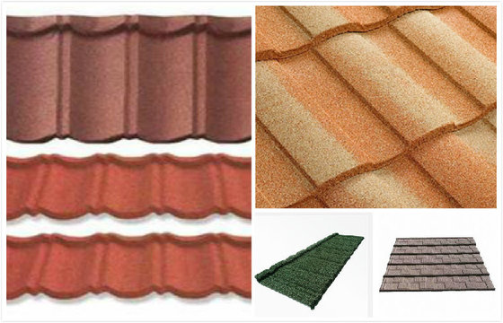 China Soundproof Double Roman Roof Tiles , european Stone Coated Metal / Steel Roofing Tiles distributor