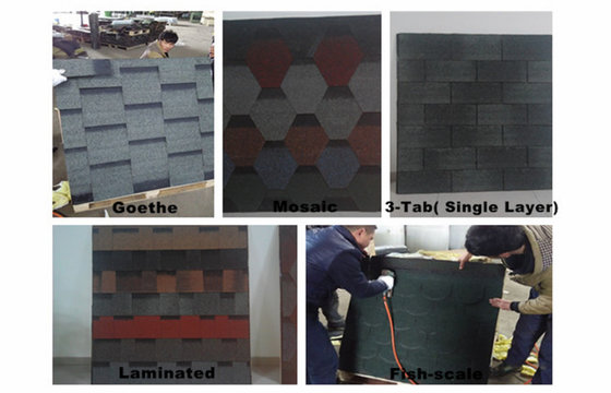 Best Fiber-Glass Asphalt Roofing Shingles / 5 Types 1000mm × 333mm For Wood House