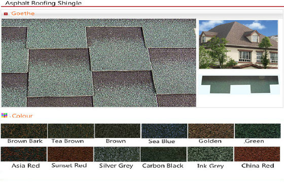 cheap European Geothe 3-Tab Asphalt Shingles / Decoration Fiberglass roof tiles