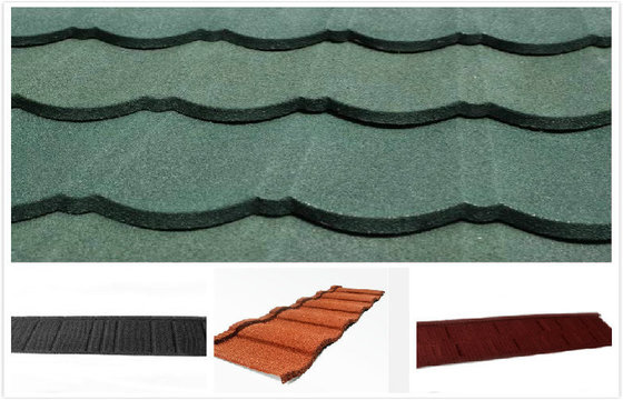 cheap Arc / Roman Colorful Stone Coated Metal Roofing Tile , decorative Exterior roof Tiles