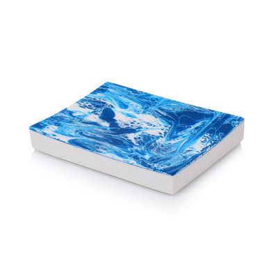 hotel resin products blue & white rectangular flat resin tray for 5-star hotel