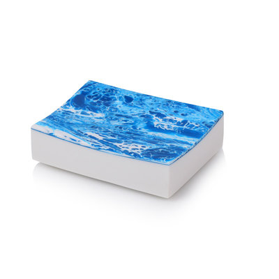 hotel resin products blue & white rectangular flat resin tray for 5-star hotel