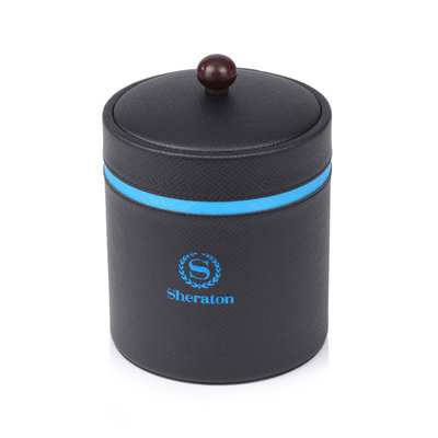 Fire resistance black/ blue pu tissue box hotel room supplies
