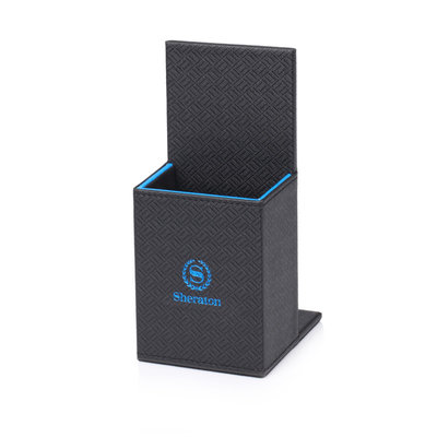 Fire resistance black/ blue pu tissue box hotel room supplies