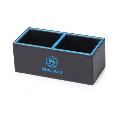 Fire resistance black/ blue pu tissue box hotel room supplies