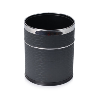 Free sample wholelsa manufacturer dia 225*270mm round shape double layer trash bin hotel leather