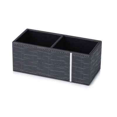 Free sample wholelsa manufacturer dia 225*270mm round shape double layer trash bin hotel leather