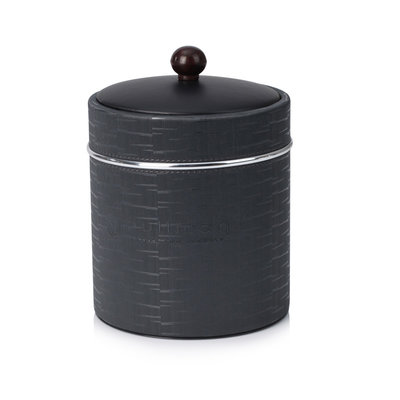 Free sample wholelsa manufacturer dia 225*270mm round shape double layer trash bin hotel leather