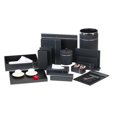 Free sample wholelsa manufacturer dia 225*270mm round shape double layer trash bin hotel leather