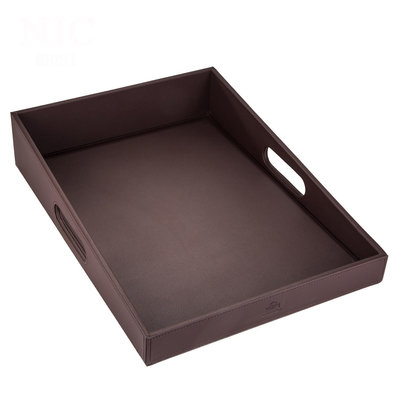brown luxury trapezoid faux leather hotel room trash cans manufacturer for hotel amenities