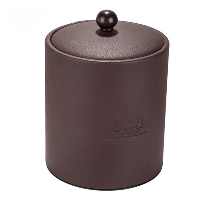 brown luxury trapezoid faux leather hotel room trash cans manufacturer for hotel amenities