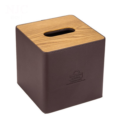 brown luxury trapezoid faux leather hotel room trash cans manufacturer for hotel amenities