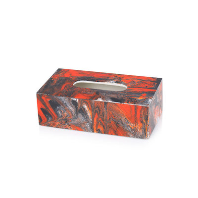 Deluxe hotel flat black red mixed resin table tray decor