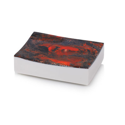 Deluxe hotel flat black red mixed resin table tray decor