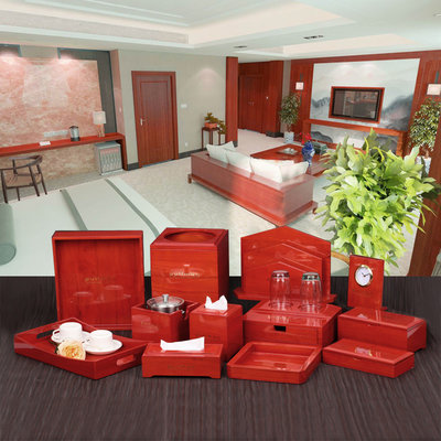 Free sample hotel red acacia wooden serving tray for room