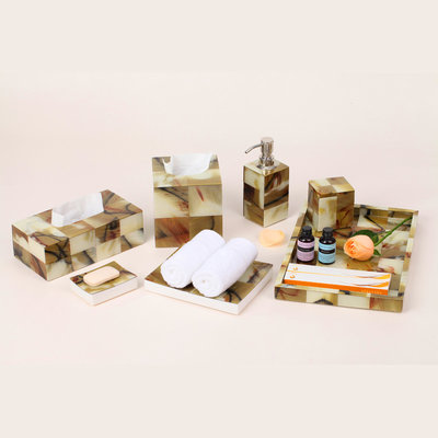 Hotel resin product bathroom accessories resin towel tray/tissue box