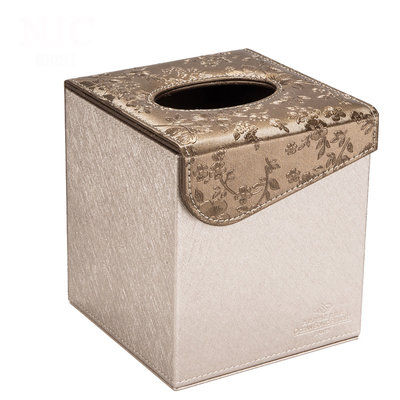 China beige flower pu leatherette ice bucket factory for 5-star hotel guest supply